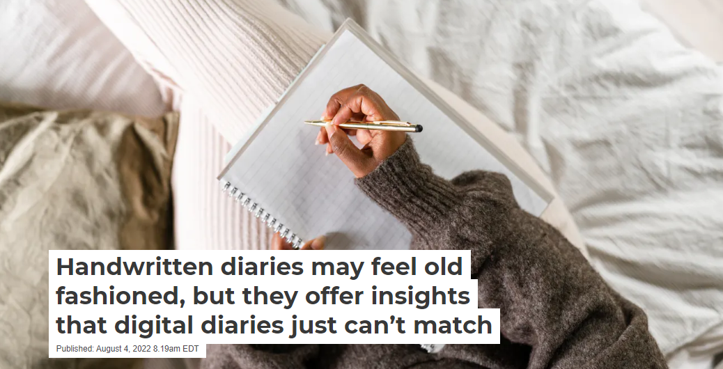 Handwritten diaries may feel old fashioned, but they offer insights ...