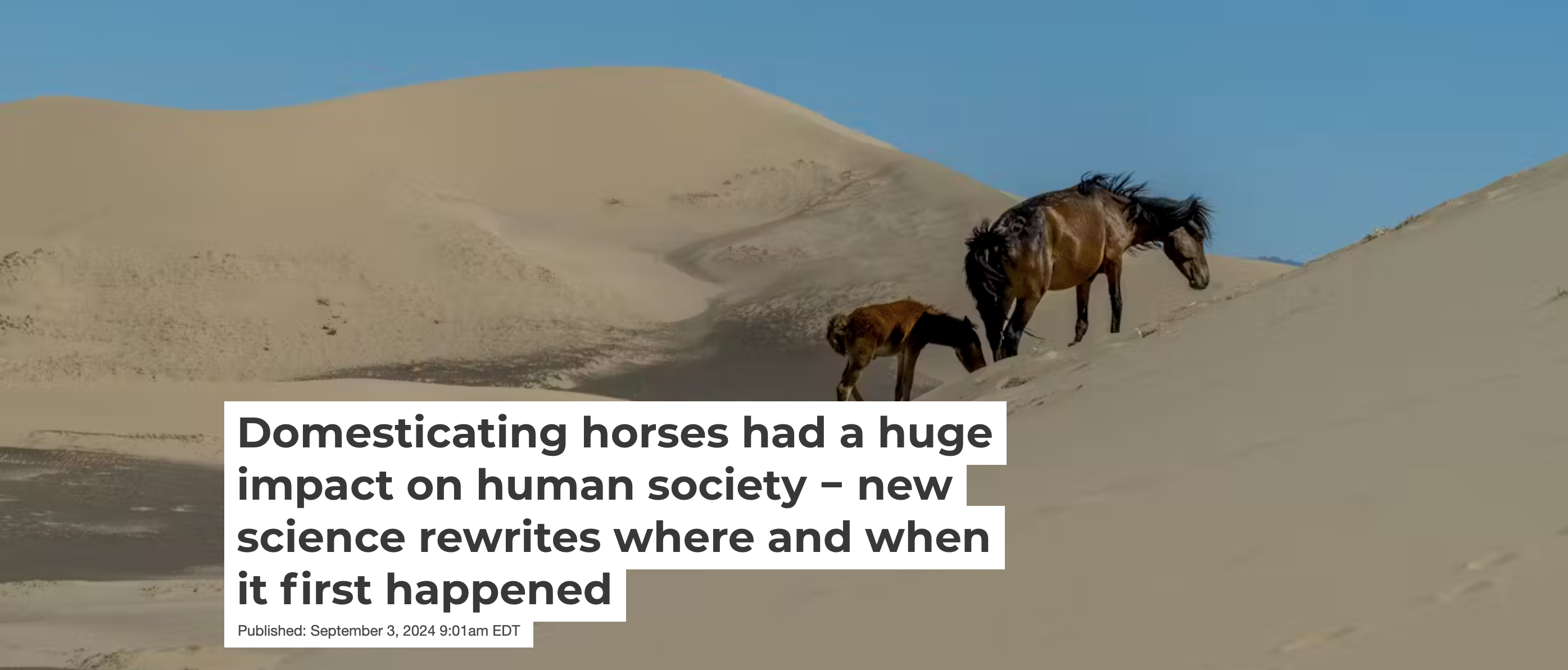 Domesticating horses had a huge impact on human society − new science ...