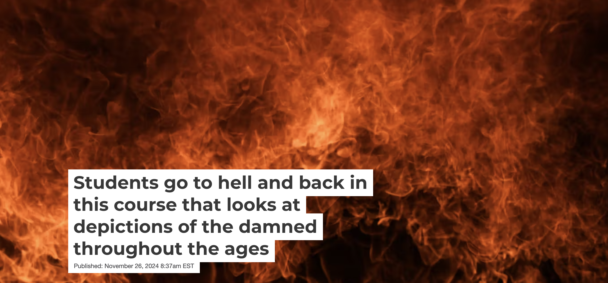 Students go to hell and back in this course that looks at depictions of ...